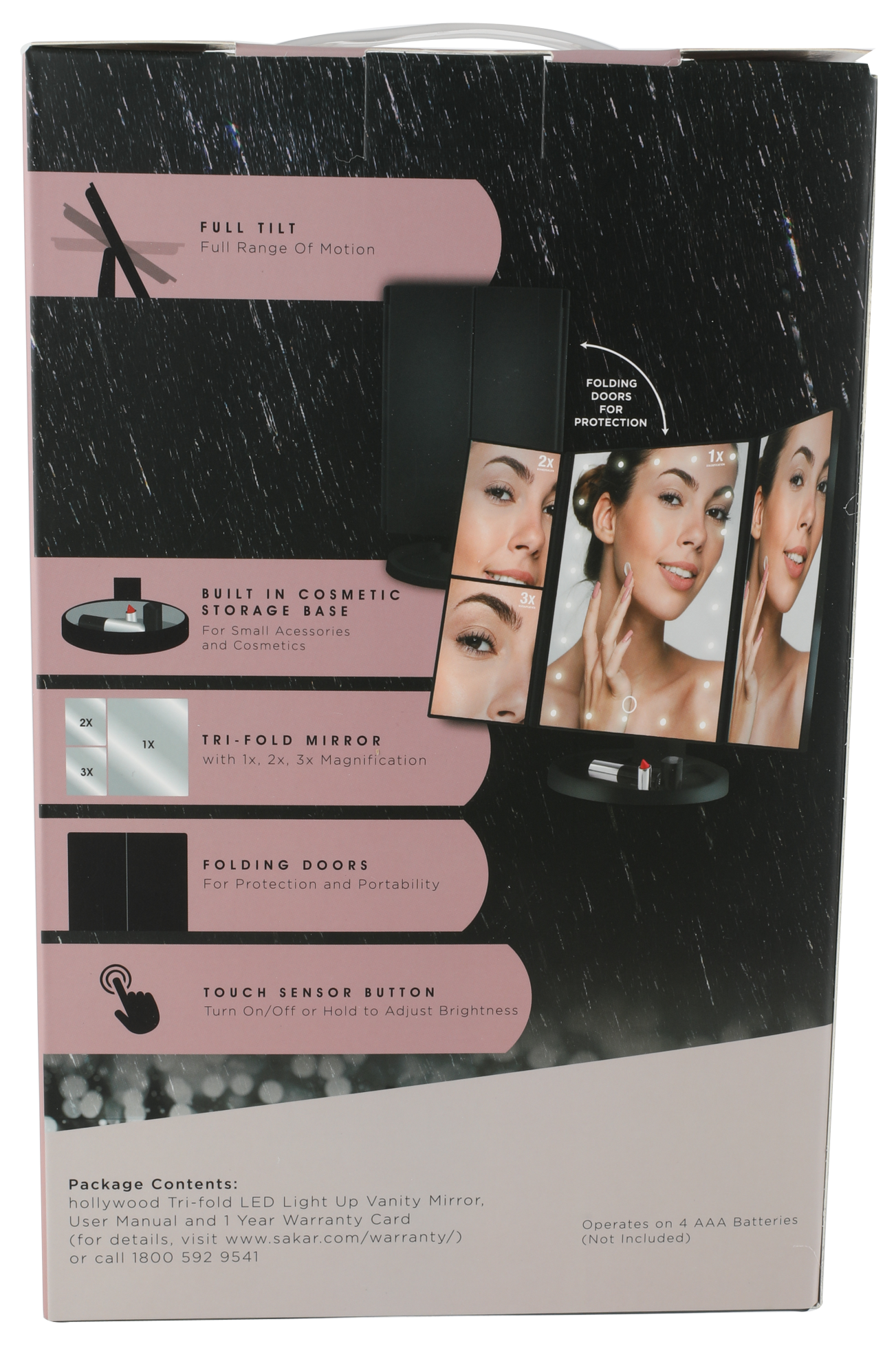 Tri-Fold LED Light Up Vanity Mirror — Vivitar.com